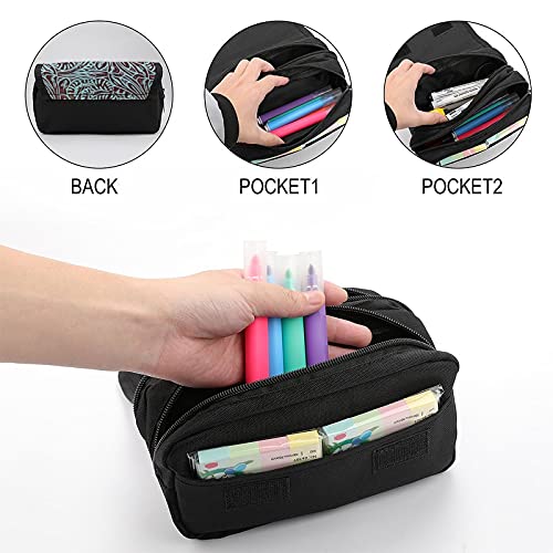 Compatible with Country Teal Brown Western Rustic Tooled Cowb Cute Pencil Organizer Cosmetic Makeup Bag Stationery Pen Case Box with Zipper for Christmas Thanksgiving