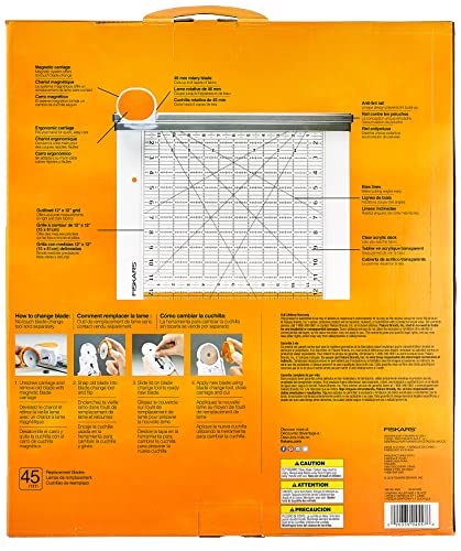 Fiskars Rotary Ruler Combo for Fabric Cutting, 12-Inch x 12-Inch,Clear