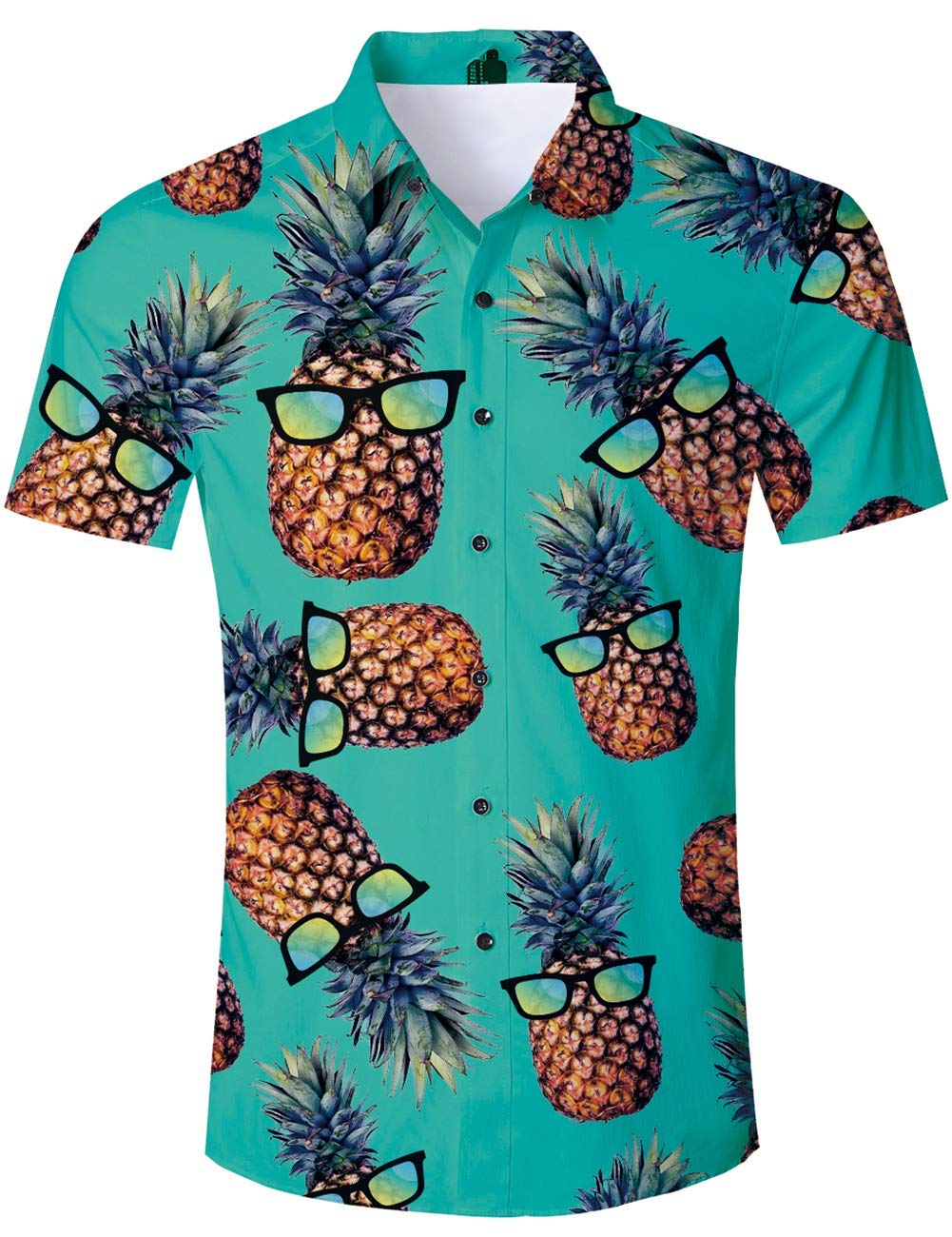 RAISEVERN Hawaiian Shirt for Men Pineapple Casual Button Down Short Sleeve Tropical Summer Party Holiday Beach Shirts