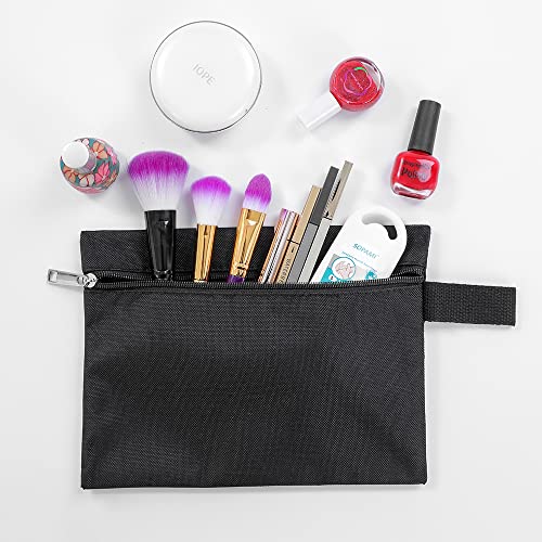 EZEKMAF Zipper Pencil Bags, 2 Pc Pen Pouches, 9 By 6.7 Inch 600D Oxford Fabric Water Resistant Markers Eraser Zippered Bag Pouch, Office School Suppliers, Cosmetic, Makeup Small Tools Bulk, Black.