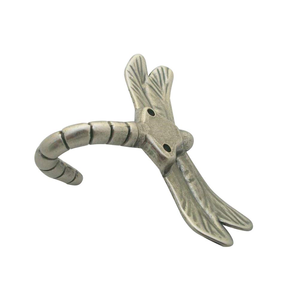 LEICHI 2pcs Dragonfly Hooks Antique Silver Clothes Hook Robe Hooks for Door Coat Hanger Wall Mounted Clothes Rack