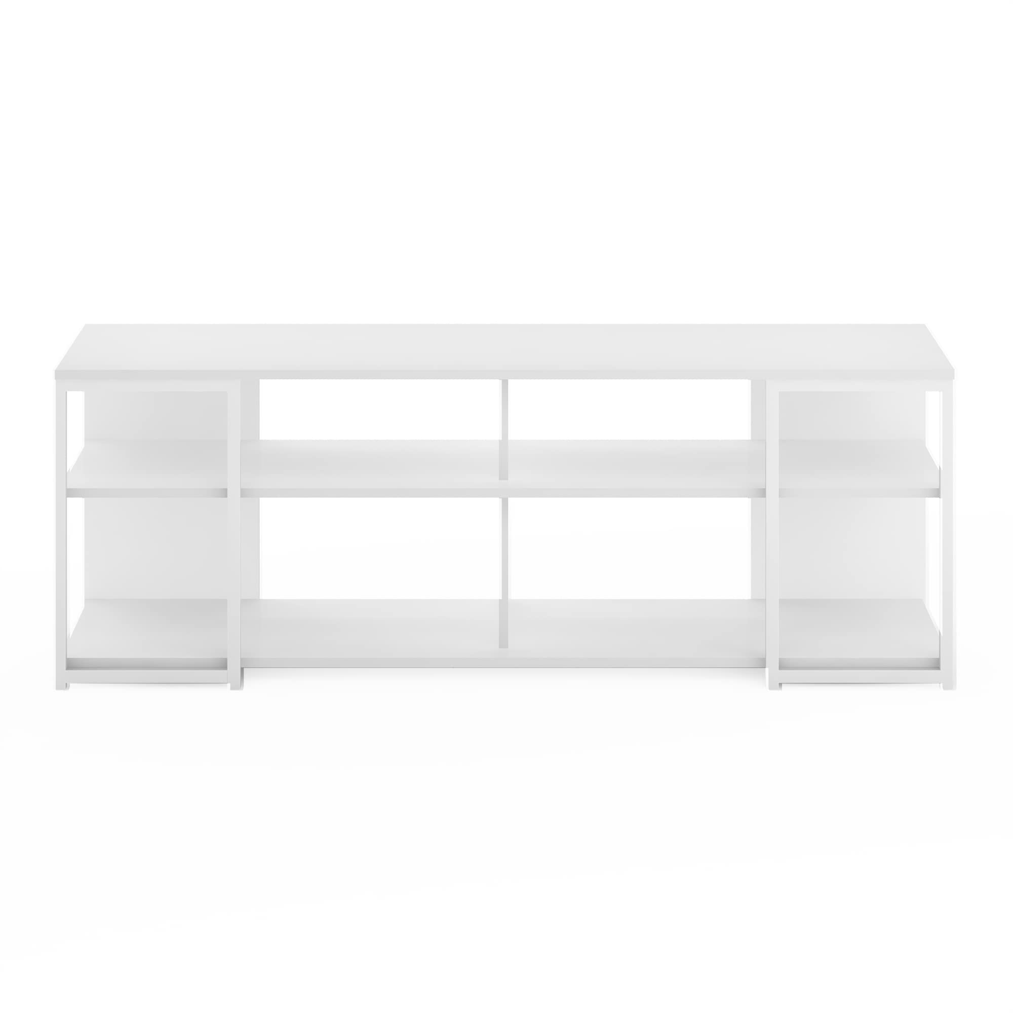 Furinno Camnus Modern Living Entertainment Center Stand with Metal Frame Support for TVs up to 65 Inch, Solid White/White
