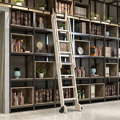 Rolling Ladder Hardware Library Sliding Ladder Hardware Kit(No Ladder) with Floor Roller Wheels 3.3ft-20ft Round Track/Rail Sliding Barn Door Kit (Size : 6.6ft/200cm Track Kit) (16ft/500cm Track k (