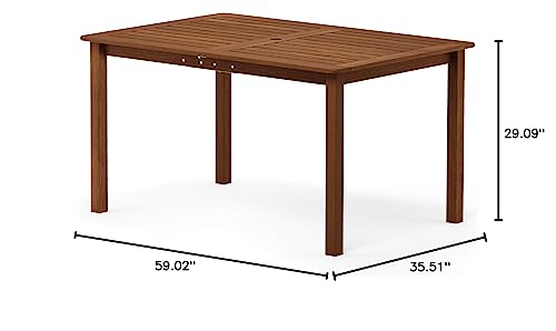Furinno Patio Furniture Hardwood Outdoor Dining Table, Natural