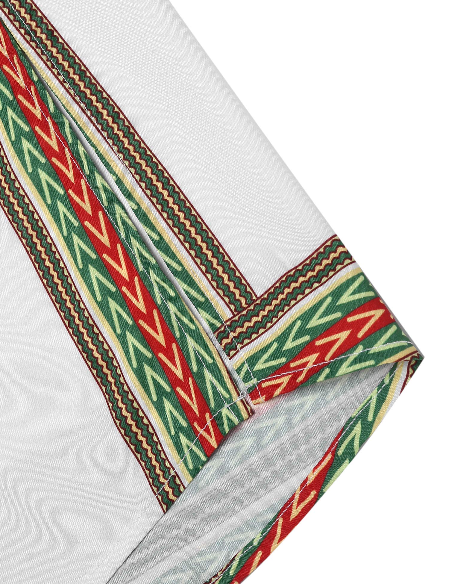COOFANDY Men's African Dashiki Print Shirt Long Sleeve Button Down Shirt Bright Color Tribal Top Shirt White