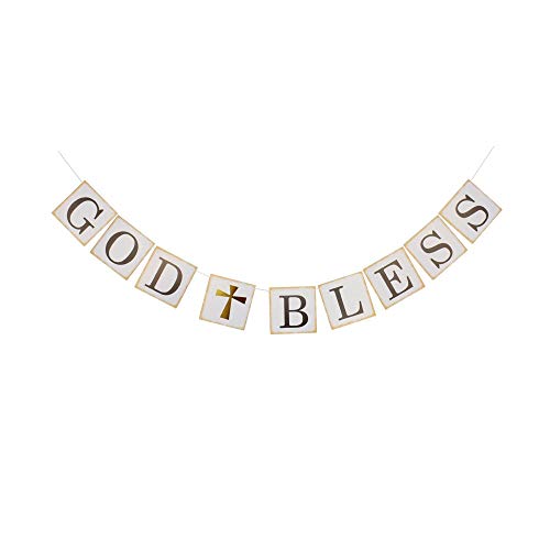 God Bless Banner, Decors for Christening, Baptism, Baby Shower or First Communion
