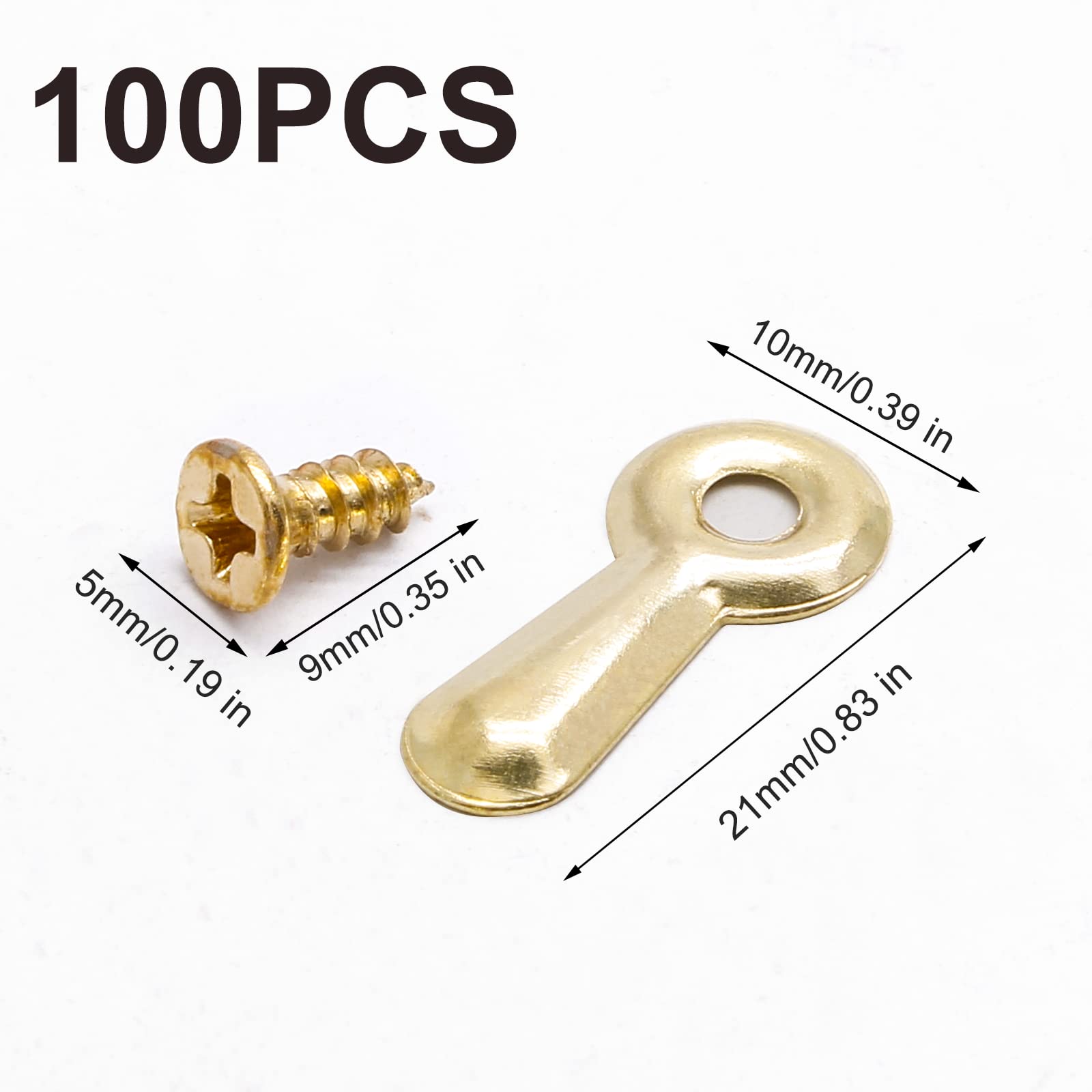 100 Pieces Picture Frame Turn Button Fasteners Set with 100 Pieces Screws, Picture Frame Backing Clips Hardware for Hanging Pictures, Craft, Photos (Gold)