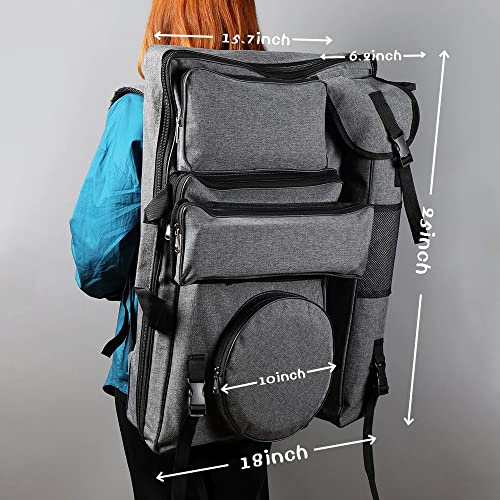 Multifunctional Art Portfolio Case 18 x 24, Waterproof Art Work Storage Bag with Handle and Zipper, Artboard Drawing Carrying Bag Drawboard Backpack for Artwork Sketching and Painting Supplies