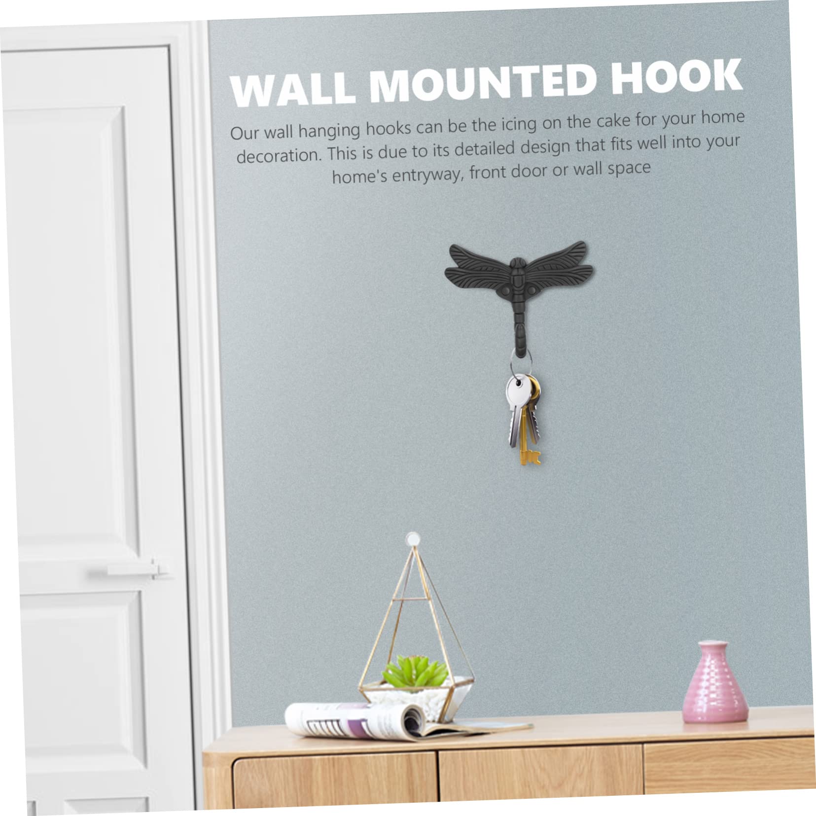 Cabilock Sturdy Iron Crafted Dragonfly Wall Hooks Multipurpose Coat and Hat Hanger Home Decor