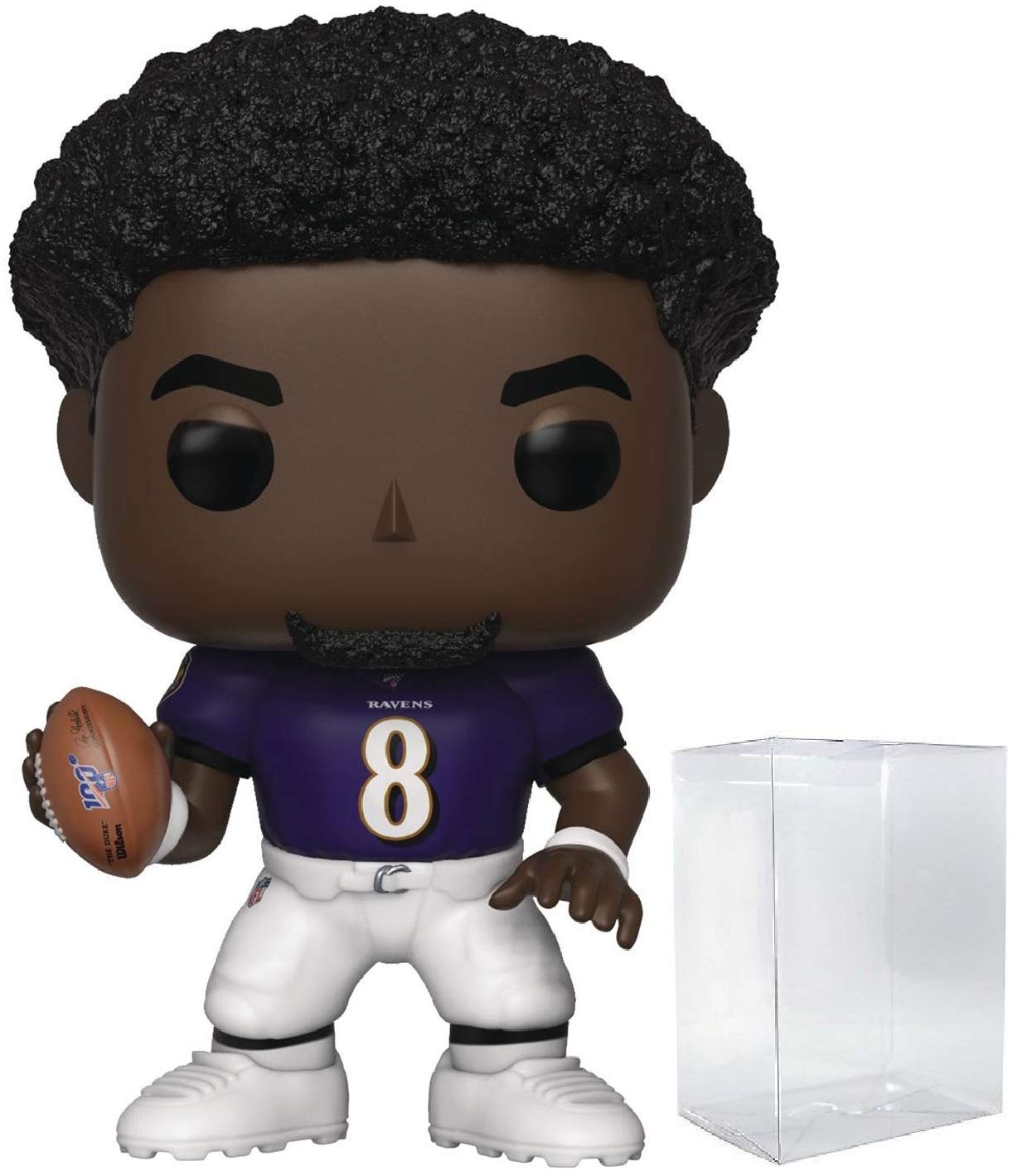 POP Football: Ravens - Lamar [Jackson] (Home Uniform) Funko Vinyl Figure (Bundled with Compatible Box Protector Case), Multicolor, 3.75 inches