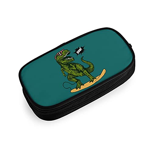 XIAOGUAISHOU Dinosaur Pencil Cases for Adults, Pencil Pouch Wide-Opening Makeup Small Cosmetic Bag for Adults College Office, Green, One Size