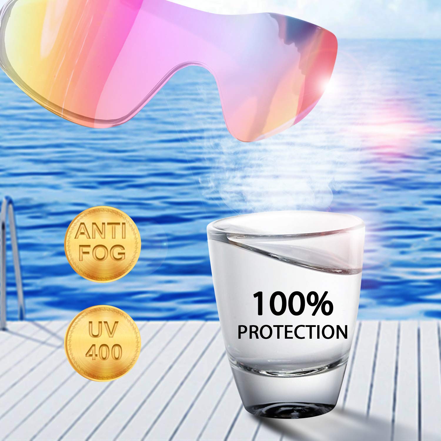Young4us 2 Pack Kids Swim Goggles, Swimming Glasses for Children from 3 to 15 Years Old