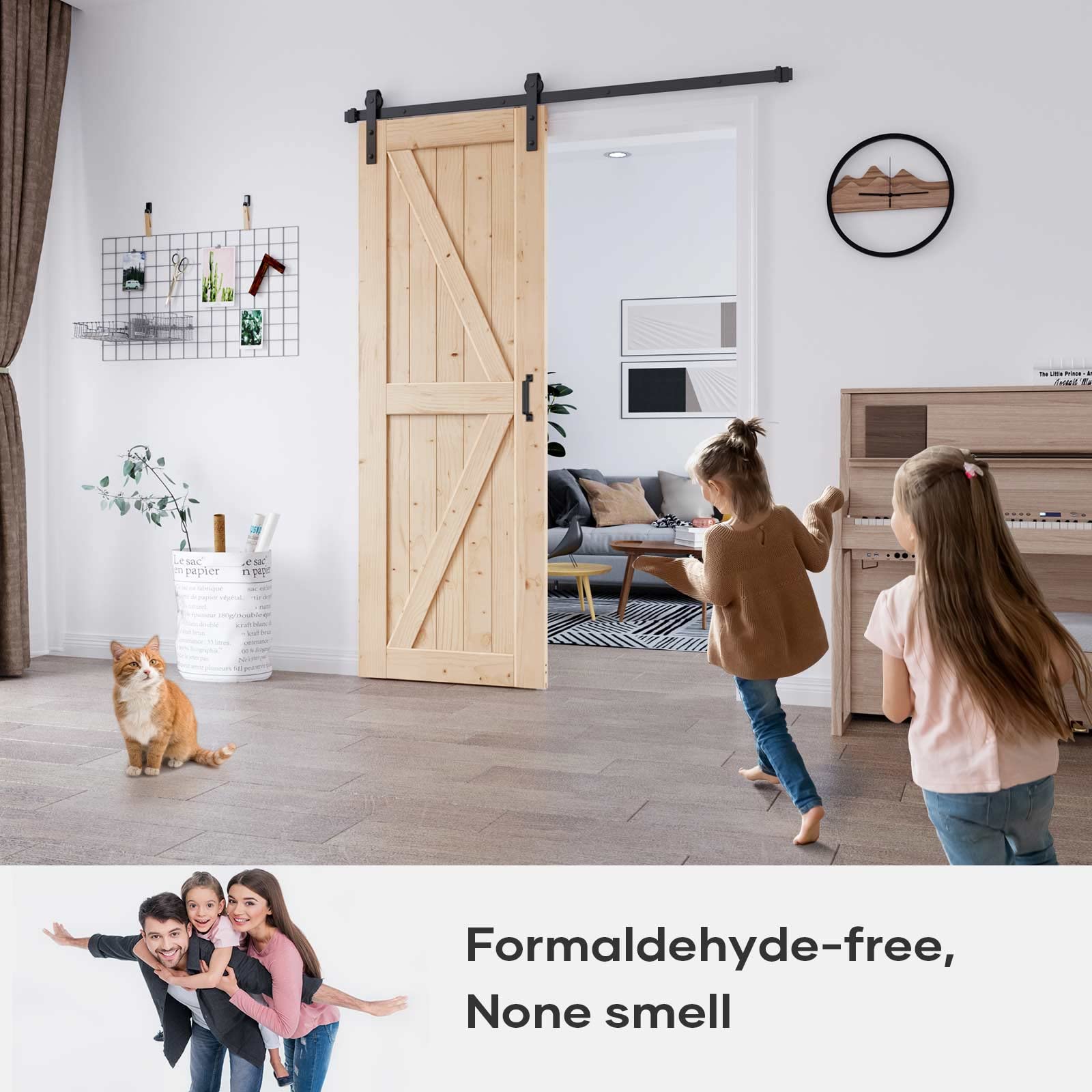 EaseLife 30in x 84in Sliding Barn Door with 5FT Barn Door Hardware Kit & Handle Included,DIY Assemblely,Easy Install,Apply to Interior Rooms & Storage Closet,K-Frame