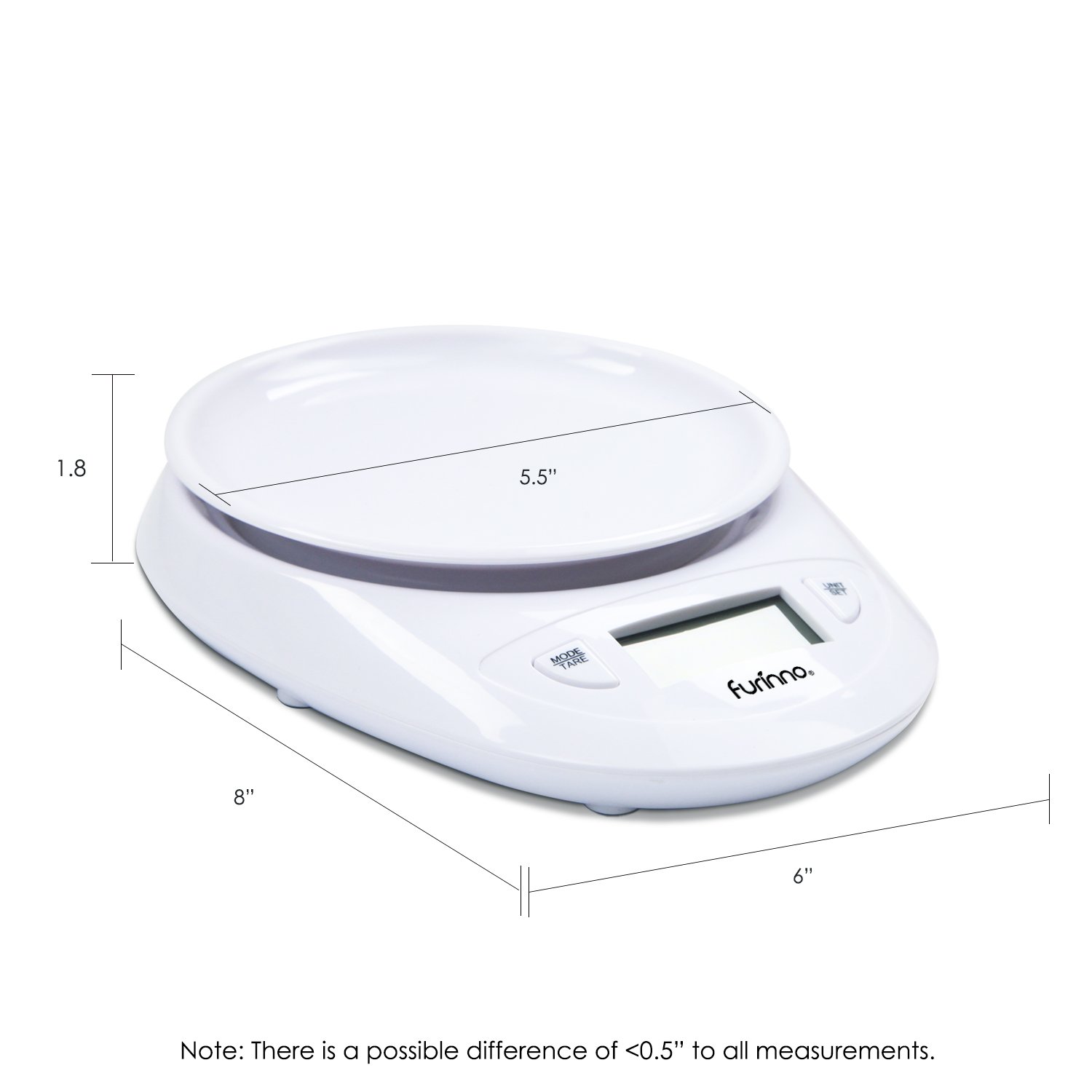 Furinno DaPur Precision Kitchen Scale, White