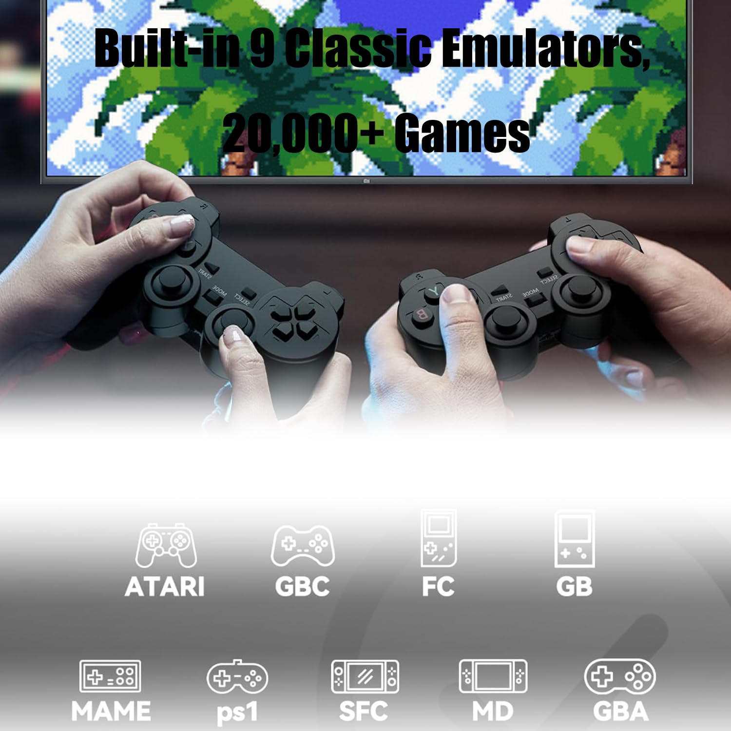 BLANDSTRS Handheld Game Console, Retro Game Player with 500 Classic FC Games 3.0 inch Screen, Rechargeable Battery Portable Games Controller Support for 2 Players & TV for Kids & Adult (Black)