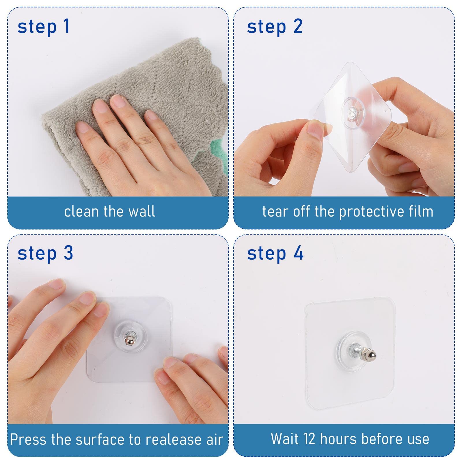 Wall Hangers Without Nails, 14 Pieces Self Adhesive Wall Hooks Heavy Duty Screw Free Sticker No Nail Picture Hangers Clear Pvc Sticker Hooks for Home Kitchen Bathroom Office Hanging Wall Mount