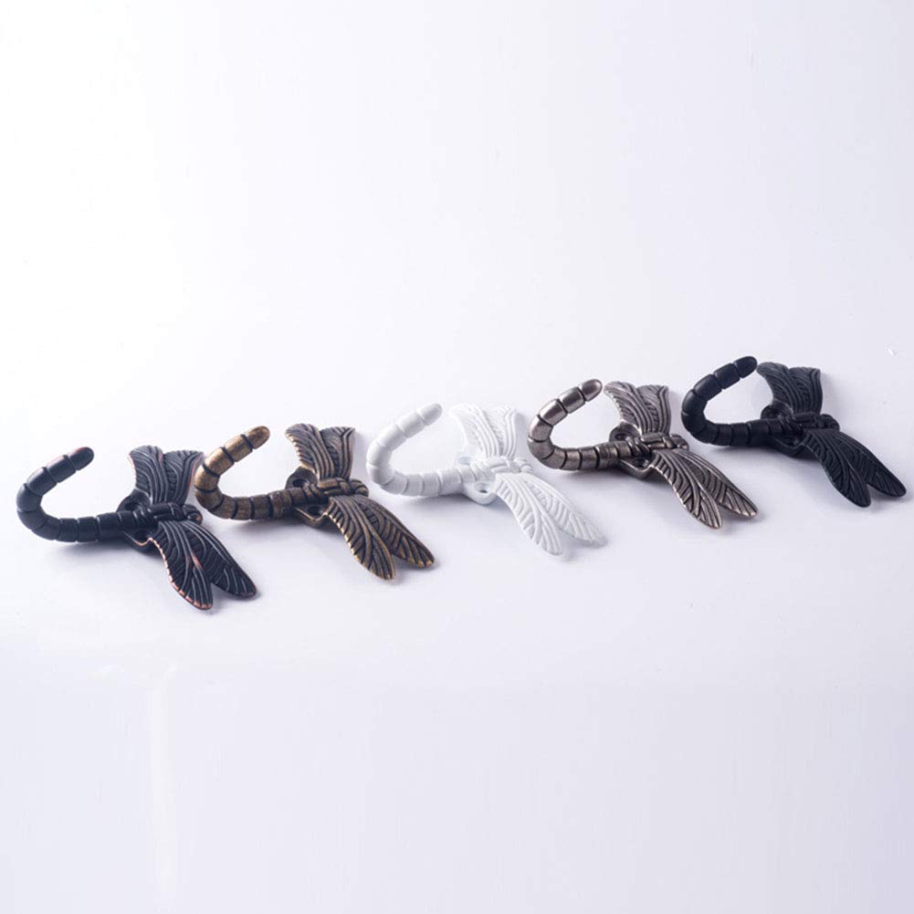 Geenite 2pcs Dragonfly Coat Hooks Decorative Creativity Wall Mounted Hanger Hook for Home Handbag Key Towel Bathrobe (White)