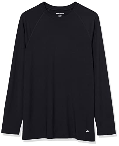 Amazon Essentials Men's Tech Stretch Long-Sleeve T-Shirt, Black, Small