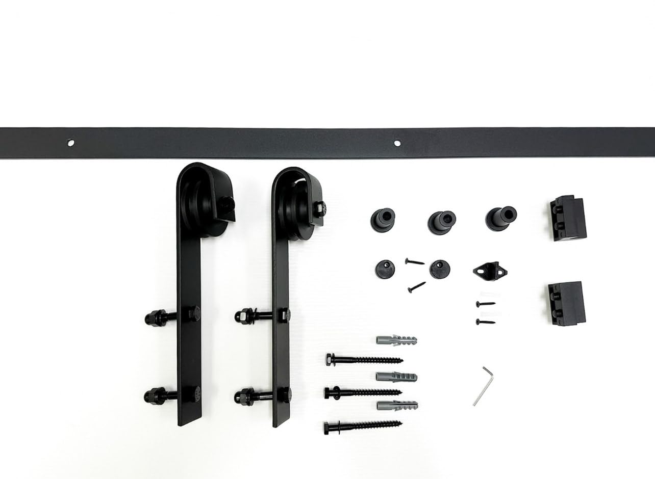 Jforest DIY 84in X Shape Barn Door with Hardware & Handle Included, Heavy Duty, Sliding Door Hardware, Pre-Drilled Barn Door, Solid Wood Material, Barn Door Made in USA. (Oak) (42" x 84")