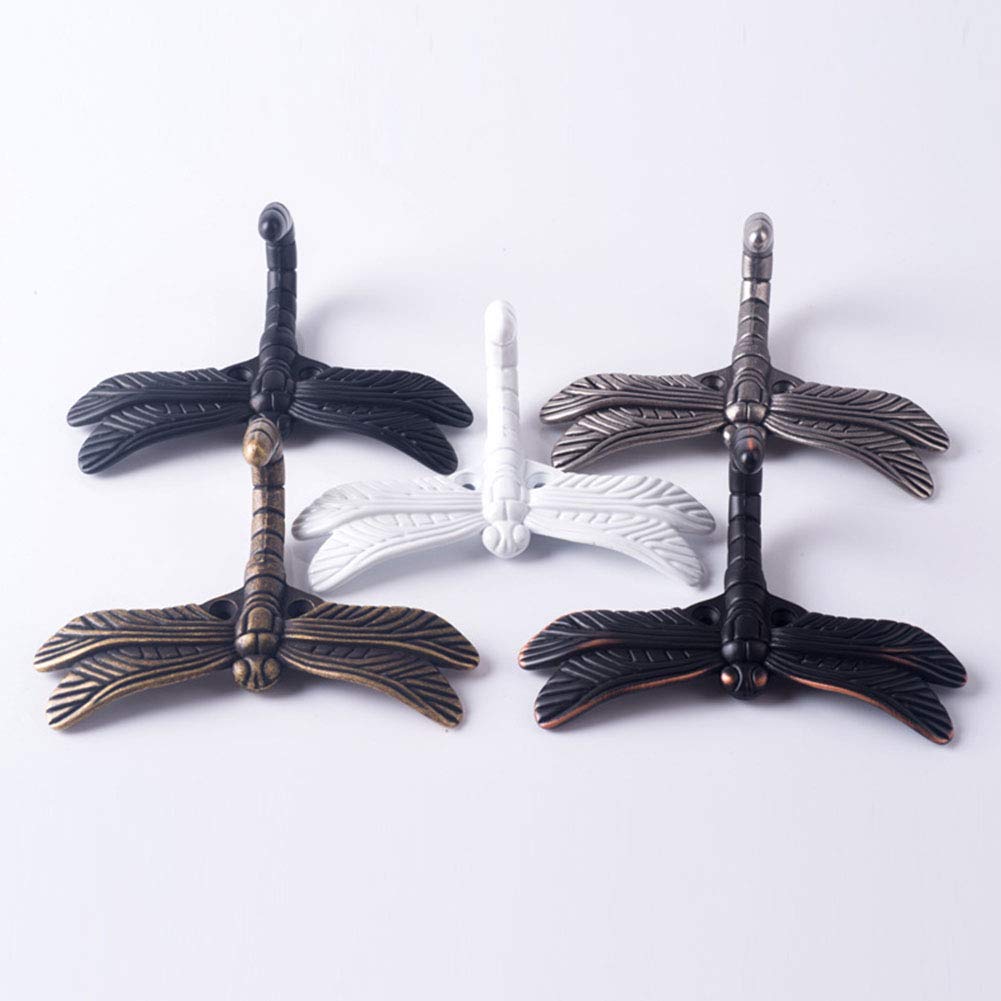 Geenite 2pcs Dragonfly Coat Hooks Decorative Creativity Wall Mounted Hanger Hook for Home Handbag Key Towel Bathrobe (White)