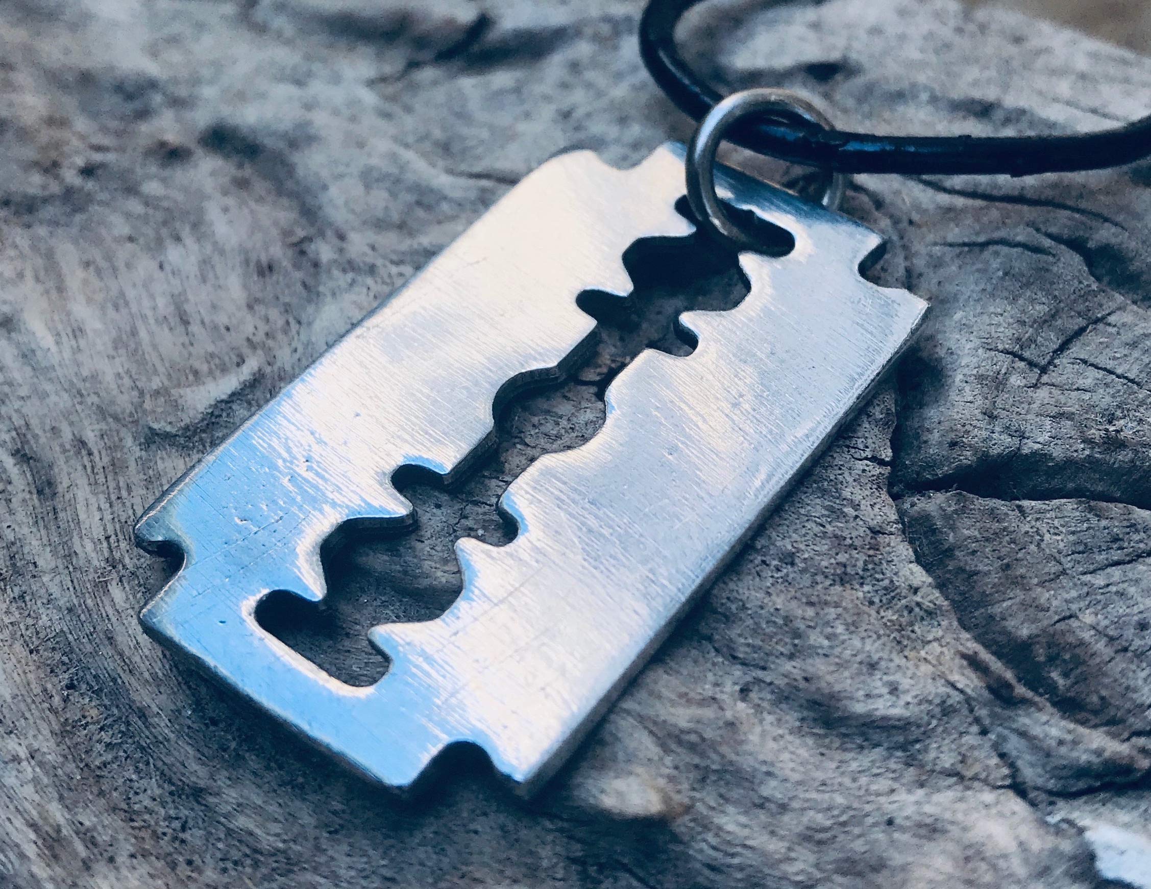 Trilogy Jewelry Pewter Faux Razor Blade Necklace/Pendant