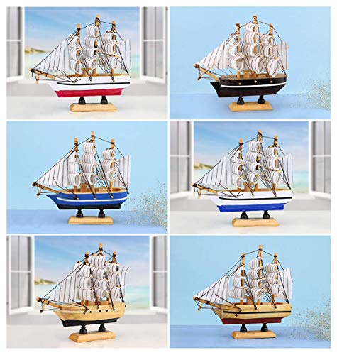 Dedoot Wooden Sailboat 6 Pack Miniature Sailboat Model Ship Nautical Decor Tabletop Decorative Ornament for Ocean Theme Home Decor, 5.5x5x1.2 Inch