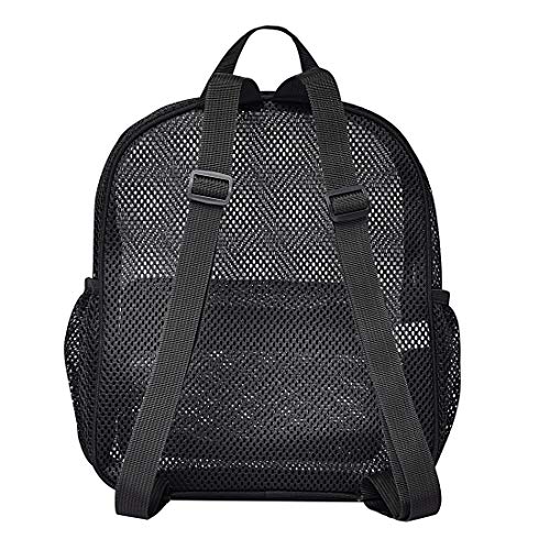 MAY TREE Small Mesh Backpack for School See Through Daypack for Beach Beach, Swimming, Outdoor, Fitness, Travel, Sports, Black