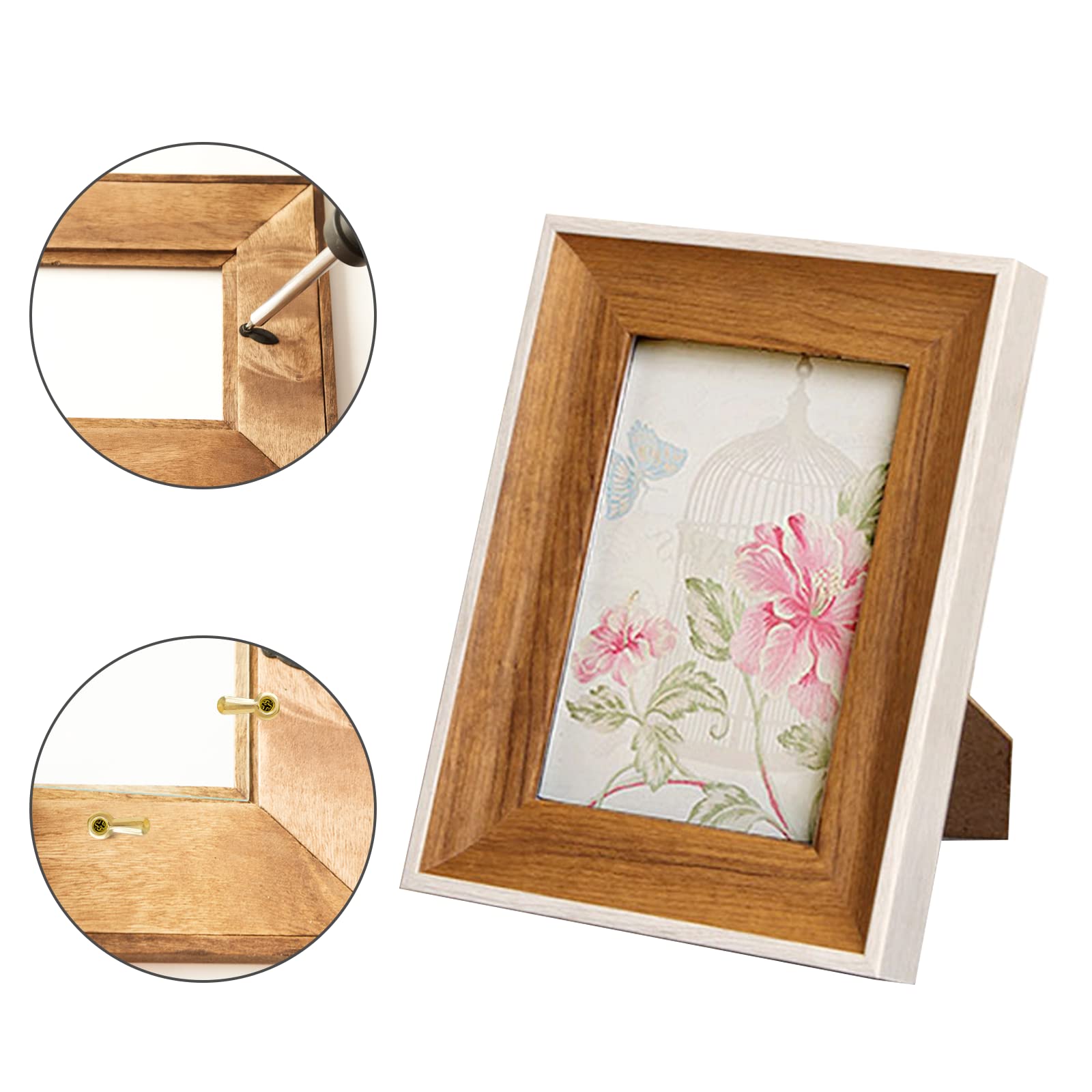 100 Pieces Picture Frame Turn Button Fasteners Set with 100 Pieces Screws, Picture Frame Backing Clips Hardware for Hanging Pictures, Craft, Photos (Gold)