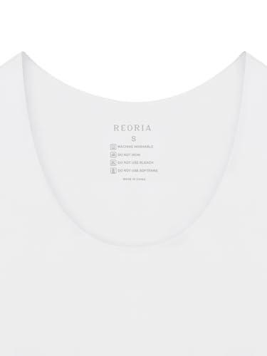 REORIA Women's Fall Fashion Sexy Scoop Neck Long Sleeve Double Lined Basic Leotards Tops Night Out Bodysuits White Plus Size XX-Large