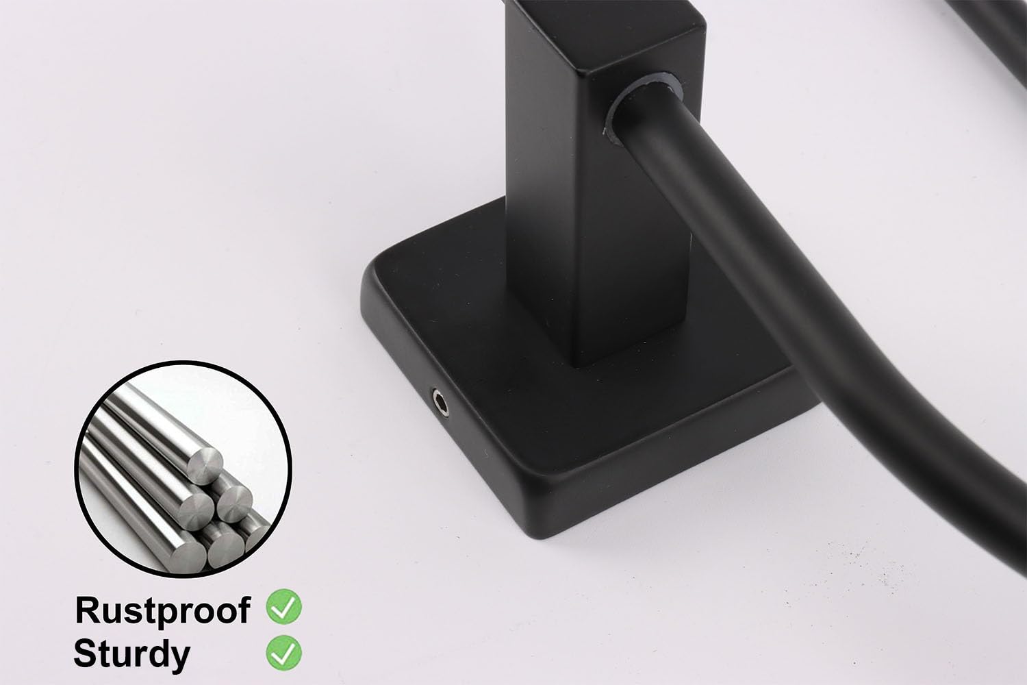 TocTen Towel Ring/Hand Towel Rack - Thicken SUS304 Stainless Steel Bathroom Hand Towel Holder Heavy Duty Unique Oval Hand Towel Hanger Wall Mounted for Bathroom Kitchen Sink (Matte Black)