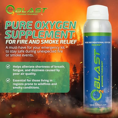 O2 Blast - Pure Oxygen Supplement, Quick Recovery for Exercise and Focus, Sanitary flip top Cap (4 Liter Oxygen Canisters - 2 Pack - Natural)
