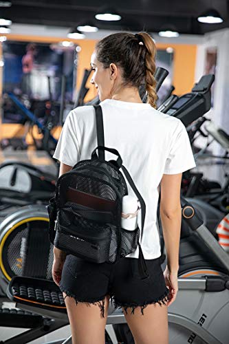 MAY TREE Small Mesh Backpack for School See Through Daypack for Beach Beach, Swimming, Outdoor, Fitness, Travel, Sports, Black