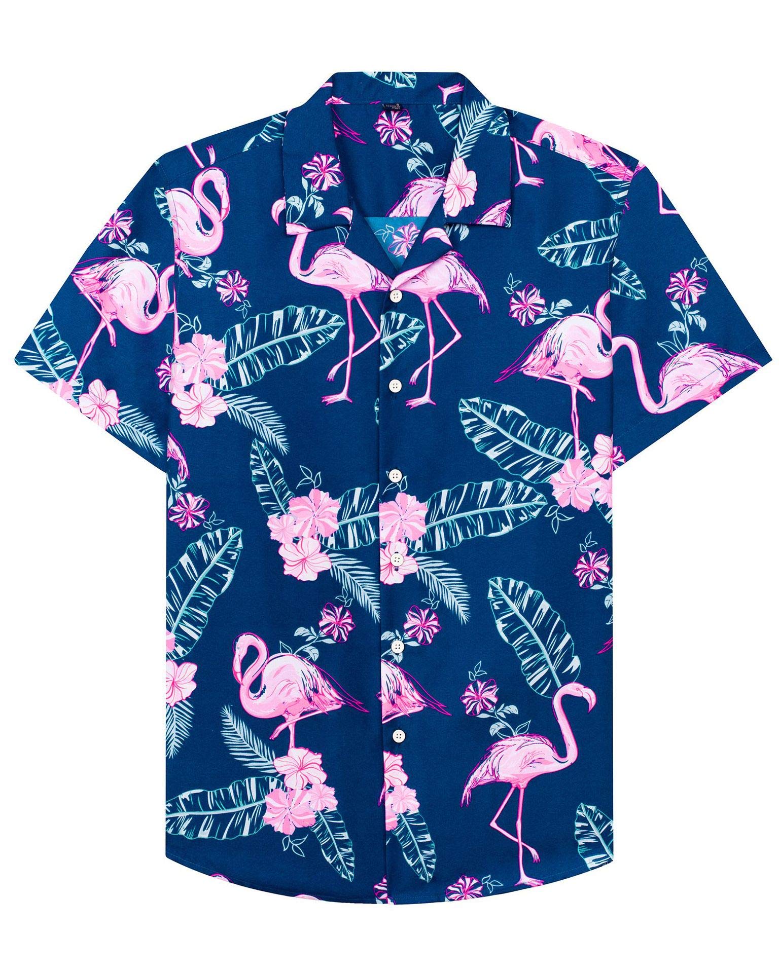 J.VER Men's Flamingos Hawaiian Shirts Casual Button Down Short Sleeve Shirt Printed Shorts Summer Beach Tropical Hawaii Shirt Suits