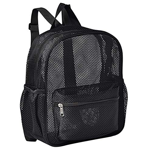 MAY TREE Small Mesh Backpack for School See Through Daypack for Beach Beach, Swimming, Outdoor, Fitness, Travel, Sports, Black