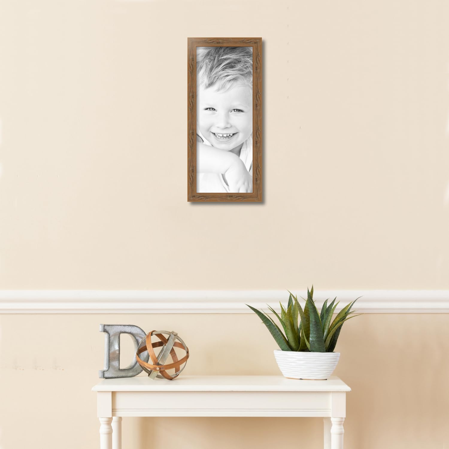 ArtToFrames 8x20 Inch Brown Picture Frame, This 1.25 Inch Custom Wood Poster Frame is Brown - Comes with Foam Backing 3/16 inch and Regular Glass (FBPLJ40023-8x20)