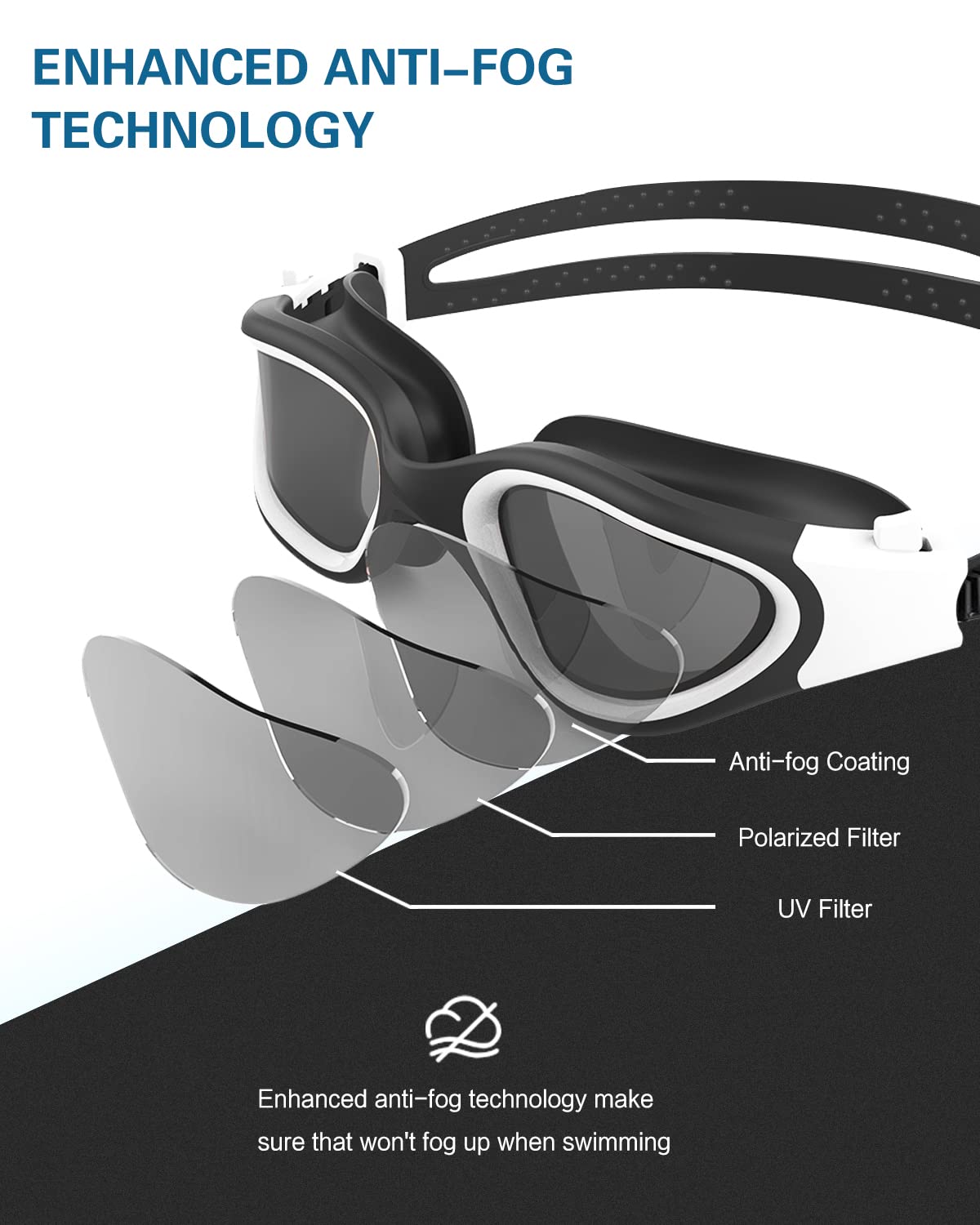 Kimasha Swim Goggles, Polarized Swimming Goggles Swimming Goggles for Men Women Adults,Anti Fog/UV Protection (Polarized + Mirror Gold)