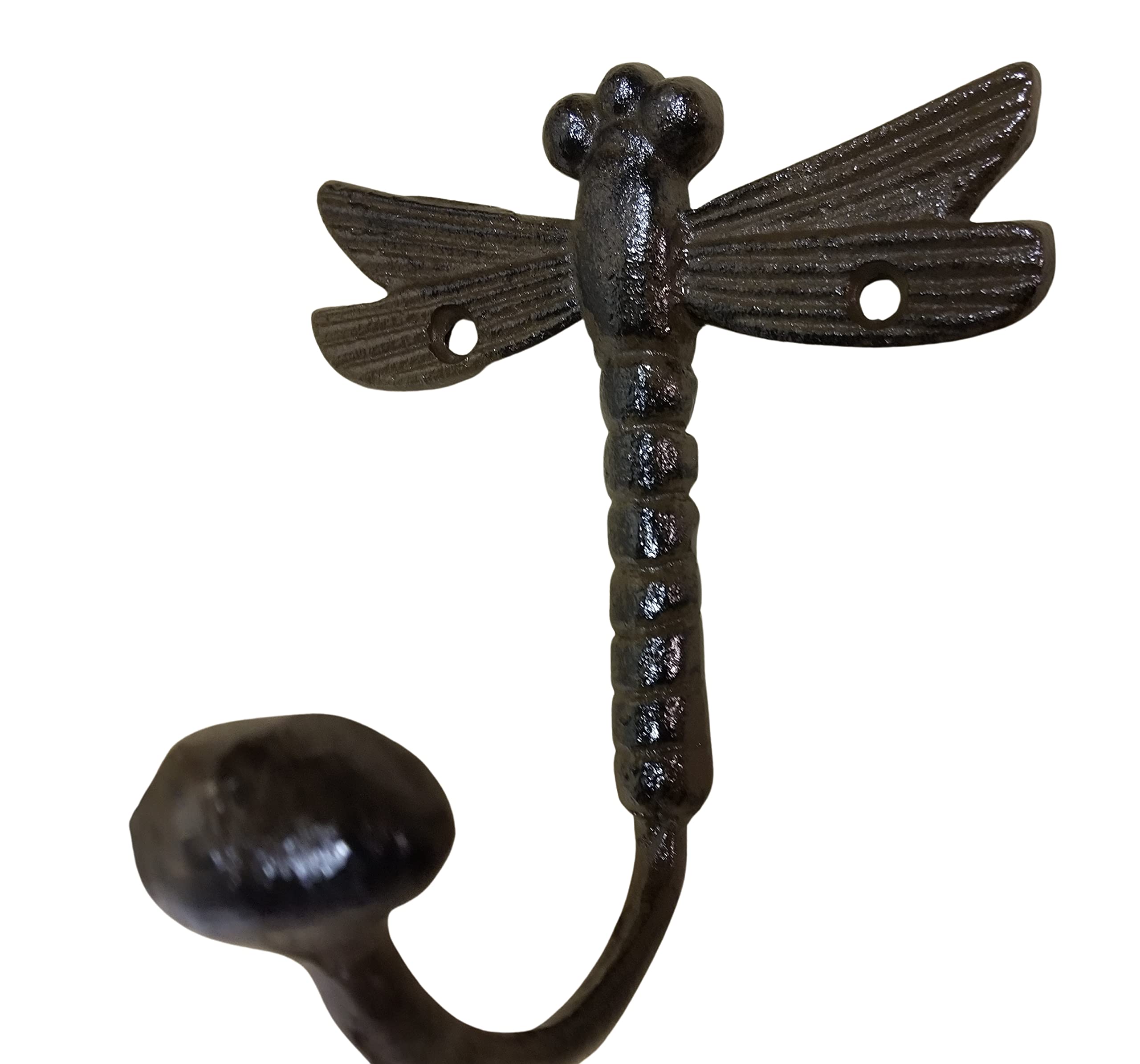 Rustic Brown Cast Iron Dragonfly Towel Bar 24" with Hardware
