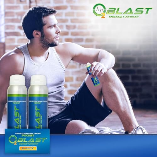 O2 Blast - Pure Oxygen Supplement, Quick Recovery for Exercise and Focus, Sanitary flip top Cap (4 Liter Oxygen Canisters - 2 Pack - Natural)
