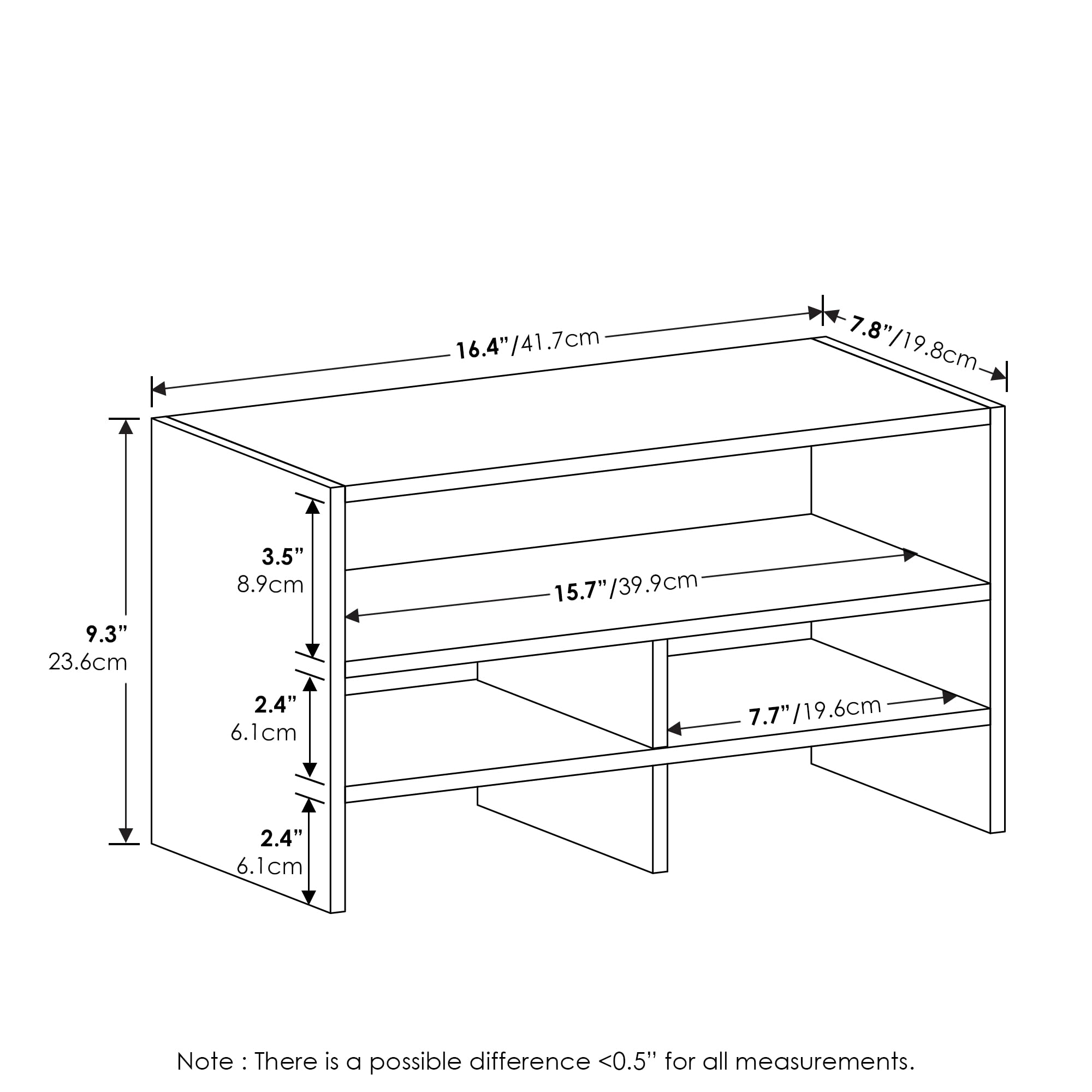 Furinno Hermite Desk Top Organizing Shelf Bookcase, French Oak