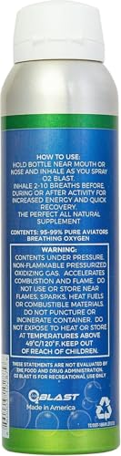 O2 Blast - Pure Oxygen Supplement, Quick Recovery for Exercise and Focus, Sanitary flip top Cap (4 Liter Oxygen Canisters - 2 Pack - Natural)
