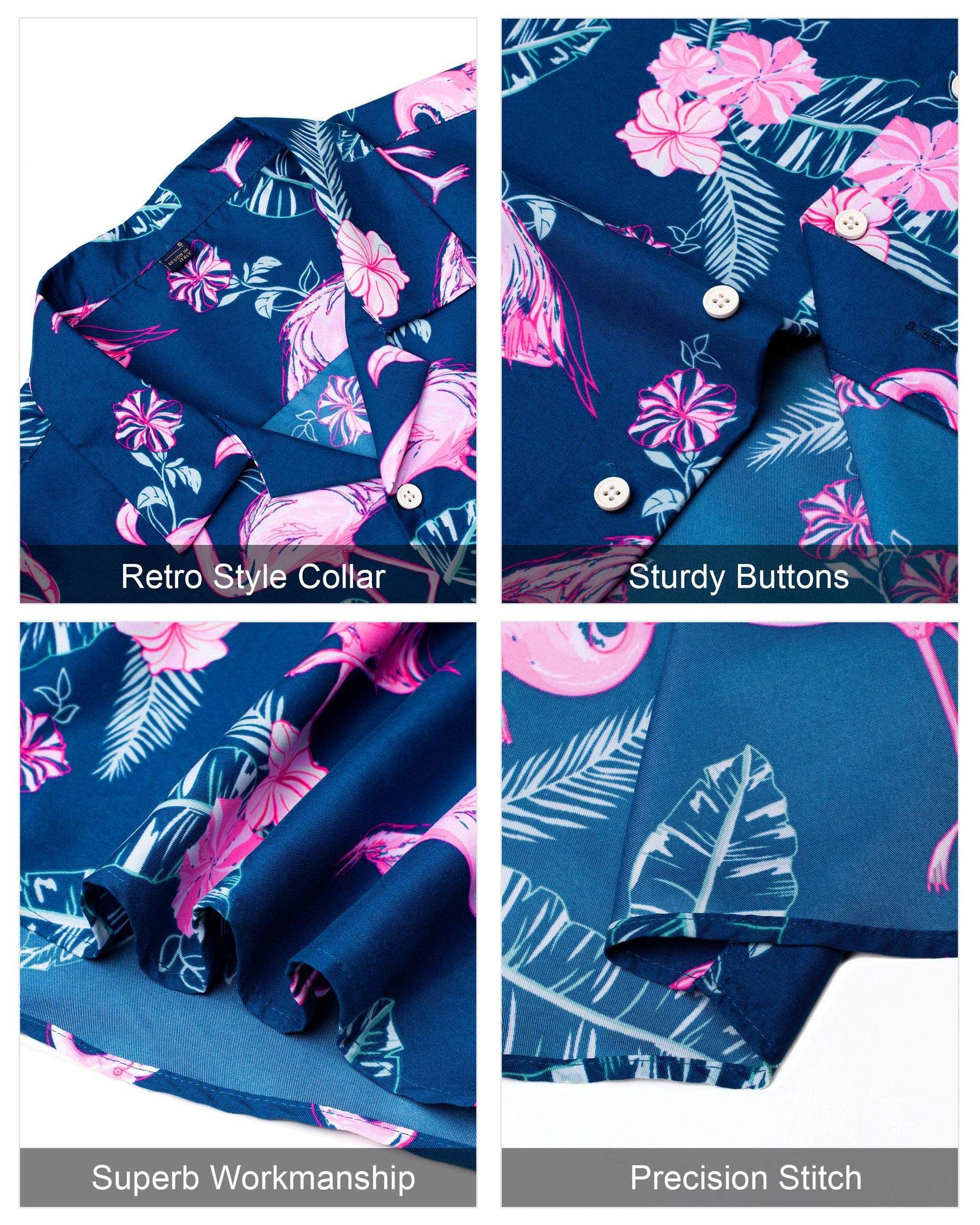 J.VER Men's Flamingos Hawaiian Shirts Casual Button Down Short Sleeve Shirt Printed Shorts Summer Beach Tropical Hawaii Shirt Suits
