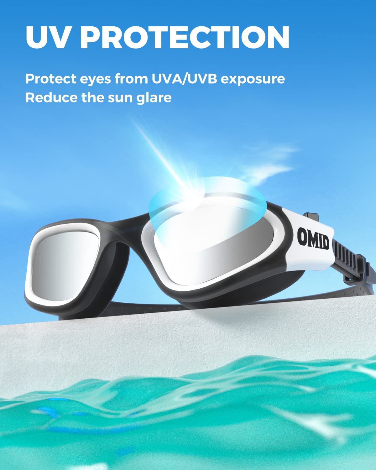 OMID Swim Goggles, P2 Polarized Swimming Goggles for Men Anti-fog Goggles Swimming for Adult Women