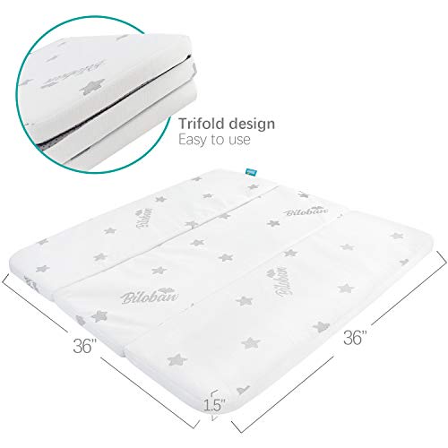 Trifold Square Playard/Playpen Mattress Topper & Square Waterproof Play Yard Mattress Cover,Arrow Print