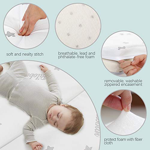 Trifold Square Playard/Playpen Mattress Topper & Square Waterproof Play Yard Mattress Cover,Arrow Print