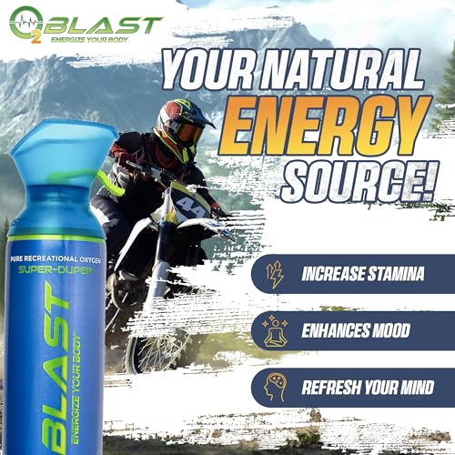 O2 Blast, Pure Oxygen Supplement, 10L Portable Can with Custom Breathing Mask for Respiratory Support, Elevate Oxygen Levels, Speed Recovery Time, Perfect for High Altitude & Sports Recovery (12-Pack)