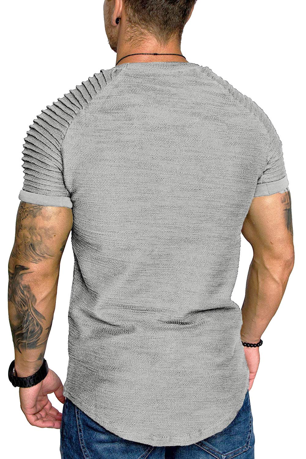 COOFANDY Mens Muscle Gym T-Shirts Fashion Hip Hop Shirt Light Grey L