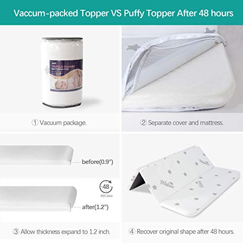 Trifold Square Playard/Playpen Mattress Topper & Square Waterproof Play Yard Mattress Cover,Arrow Print
