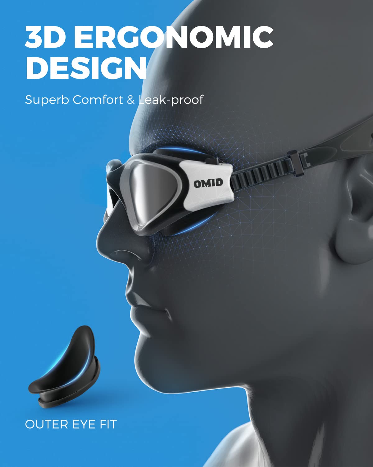 OMID Swim Goggles, P2 Polarized Swimming Goggles for Men Anti-fog Goggles Swimming for Adult Women