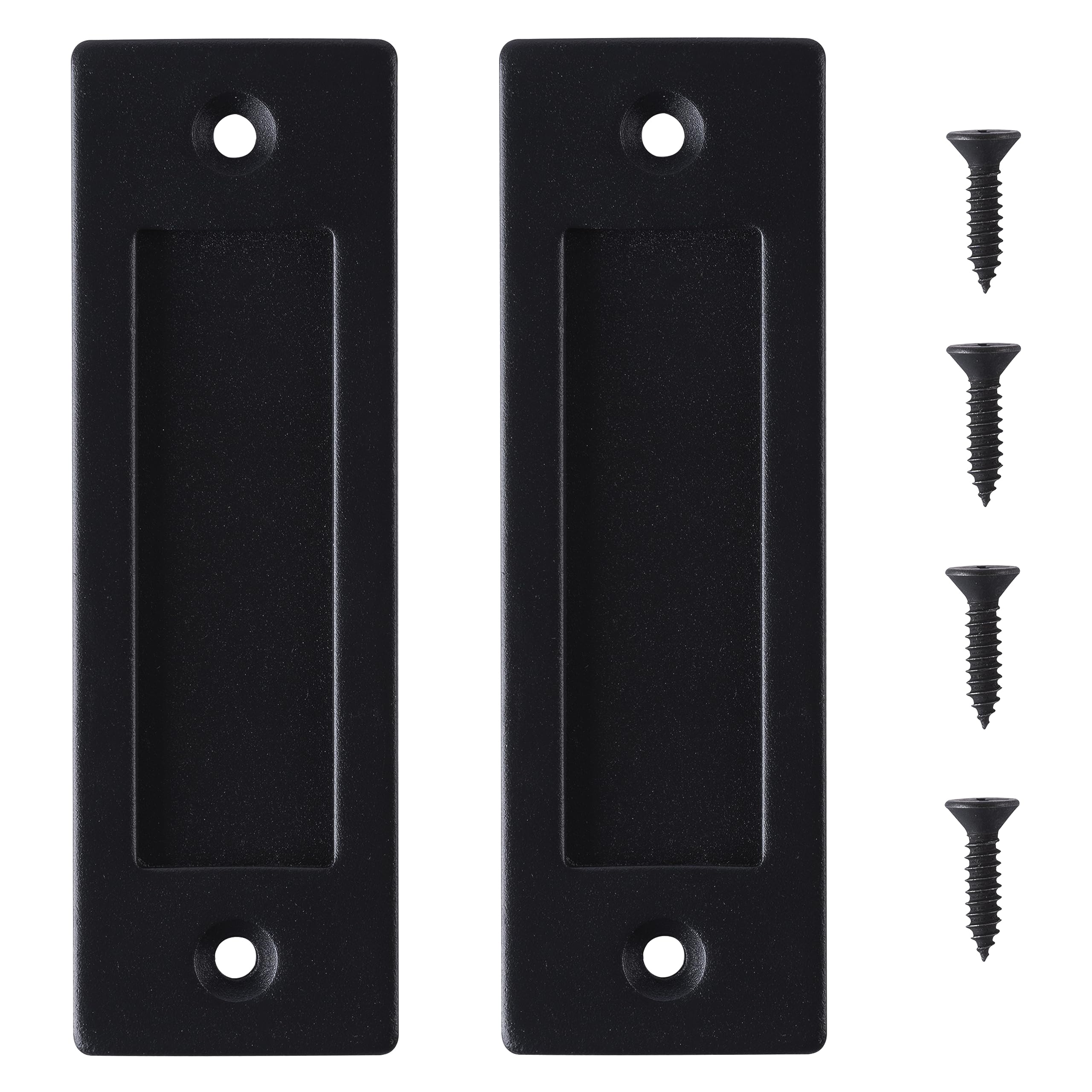 Wright Products Sliding Flush Barn Door Handle Set, Matte Black, 1 Pack - Mounting Hardware Included