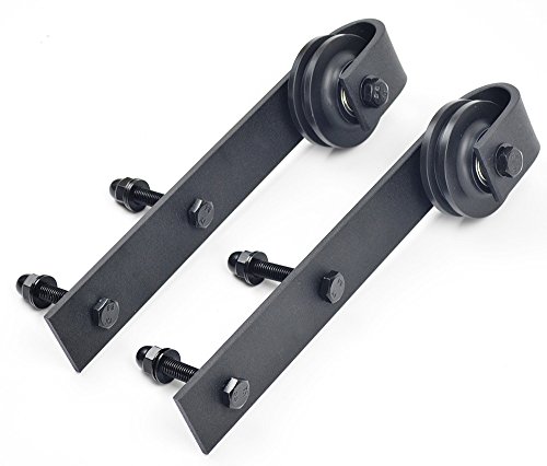 DIYHD 10FT Black Ceiling Mount Double Sliding Barn Door Hardware Rolling Barn Door Track Indoor Running Heavy Duty Rail